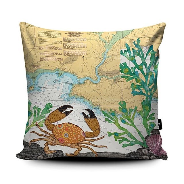 Coastal cushions on old sea charts by Hannah Wisdom Textiles | Hannah ...