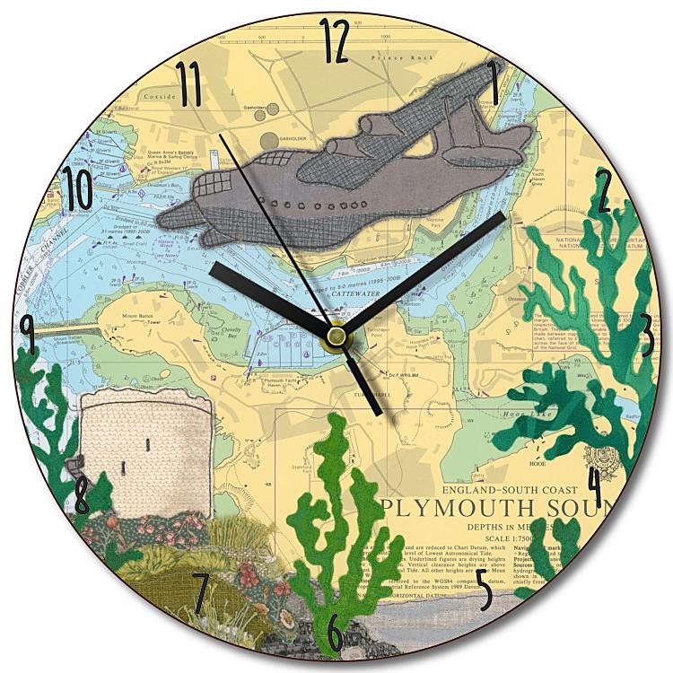 Mount Batten Plymouth Devon clock by Hannah Wisdom Textiles | Hannah ...