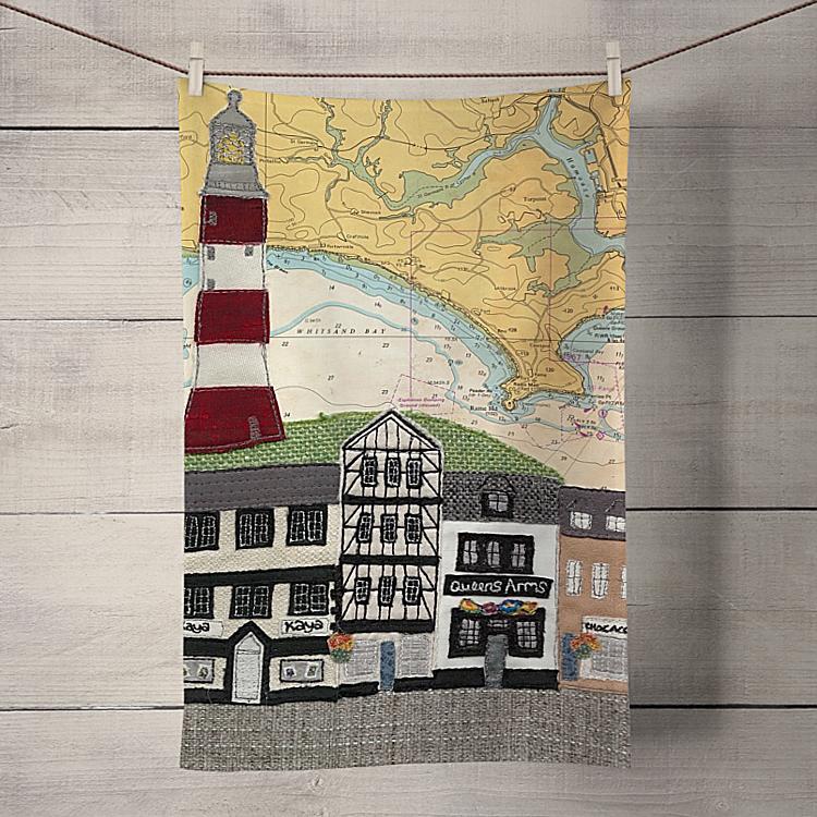 Barbican at Plymouth-Devon-Cornwall-tea-towel-Hannah-Wisdom-Textiles ...