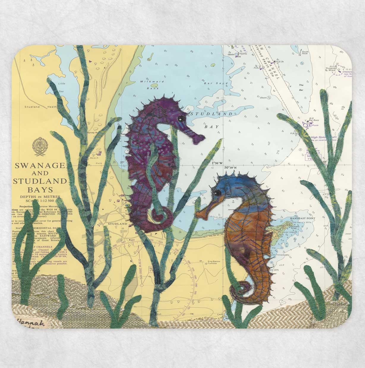 seahorses studland bay dorset placemats by hannah wisdom textiles ...